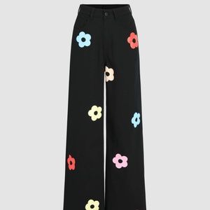 Cider | Pants & Jumpsuits | Denim Floral Wide Leg Jeans | Poshmark